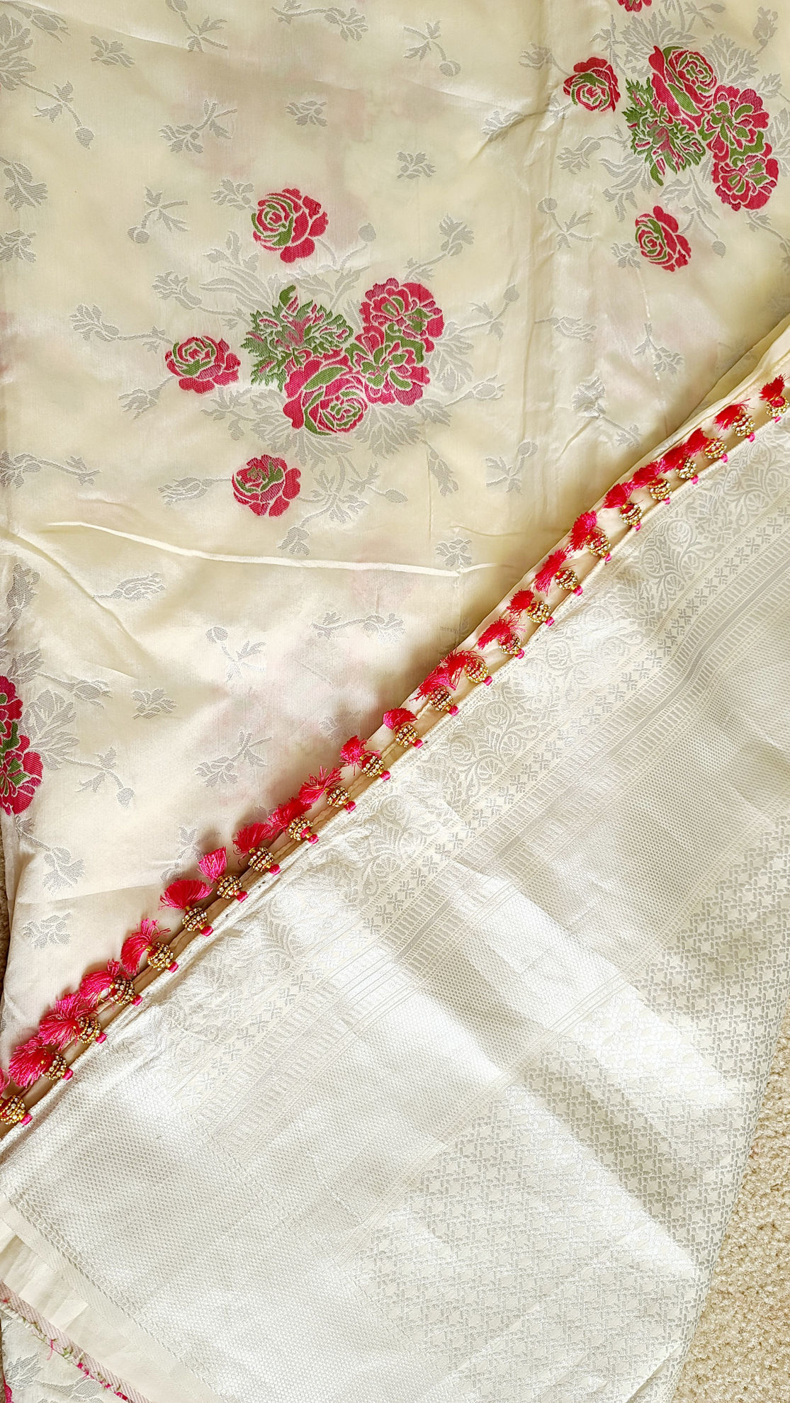 PunarviAuthentic|PreLoved|SustainableNew White benarasi saree with ...