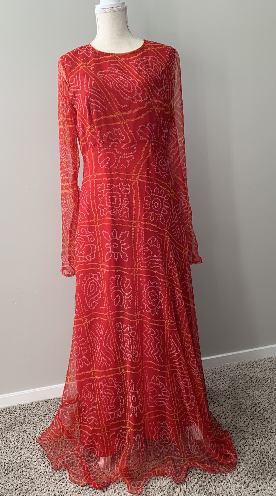 PunarviAuthentic|PreLoved|SustainableNew bandini red long frock