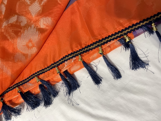 PunarviAuthentic|PreLoved|SustainableBeautiful New Orange Sico Saree