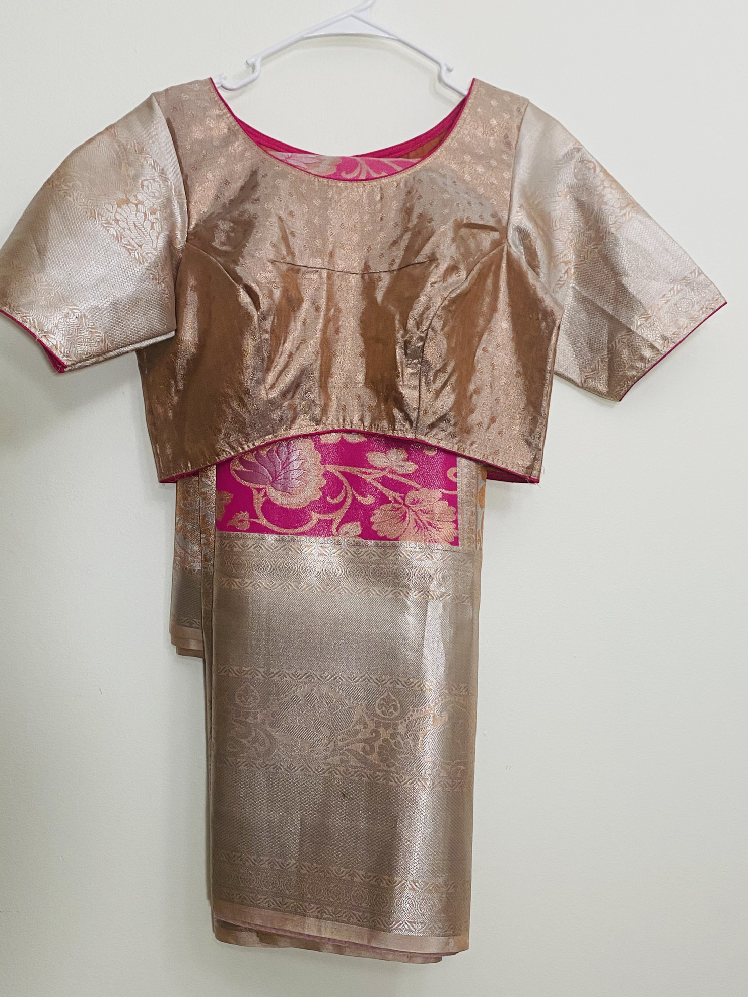 PunarviAuthentic|PreLoved|SustainableCopper silver zaree saree