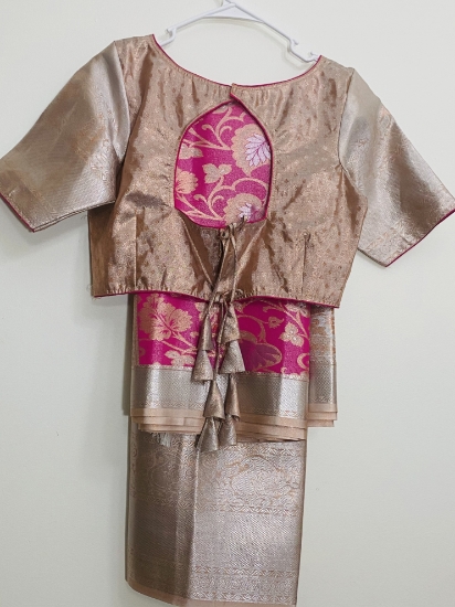 PunarviAuthentic|PreLoved|SustainableCopper silver zaree saree