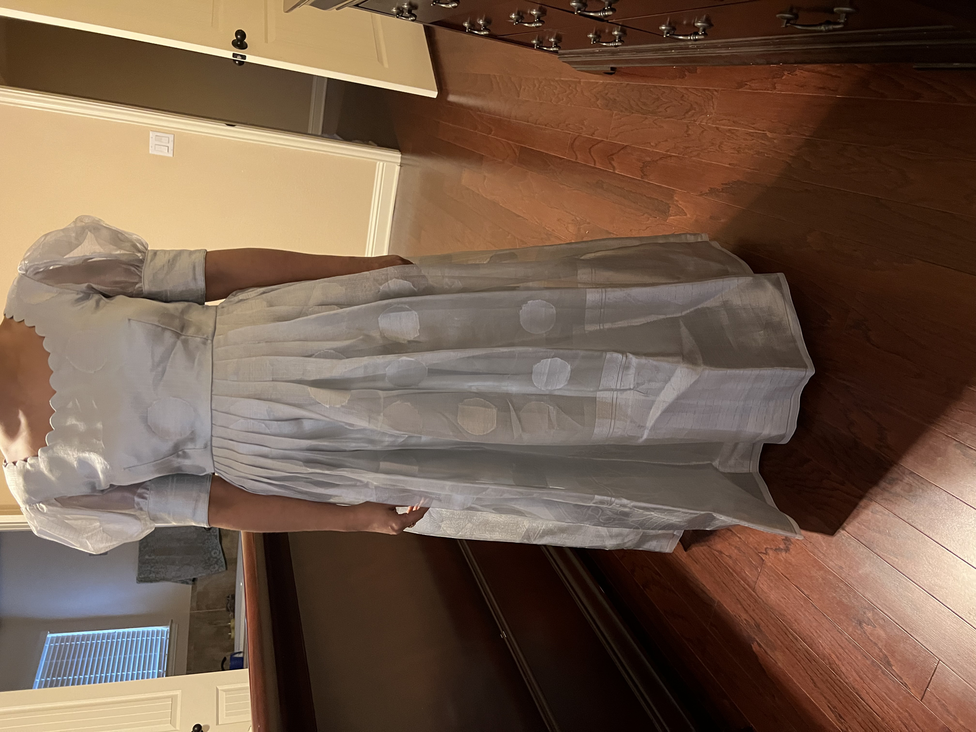 PunarviAuthentic|PreLoved|SustainableGrey Tissue Long Frock with Red ...