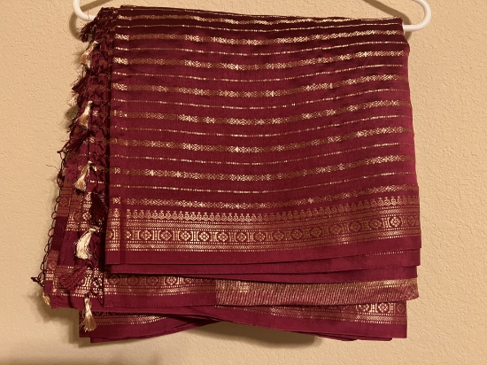 PunarviAuthentic|PreLoved|SustainablePure Kanchi - Maroon color Kanchi ...