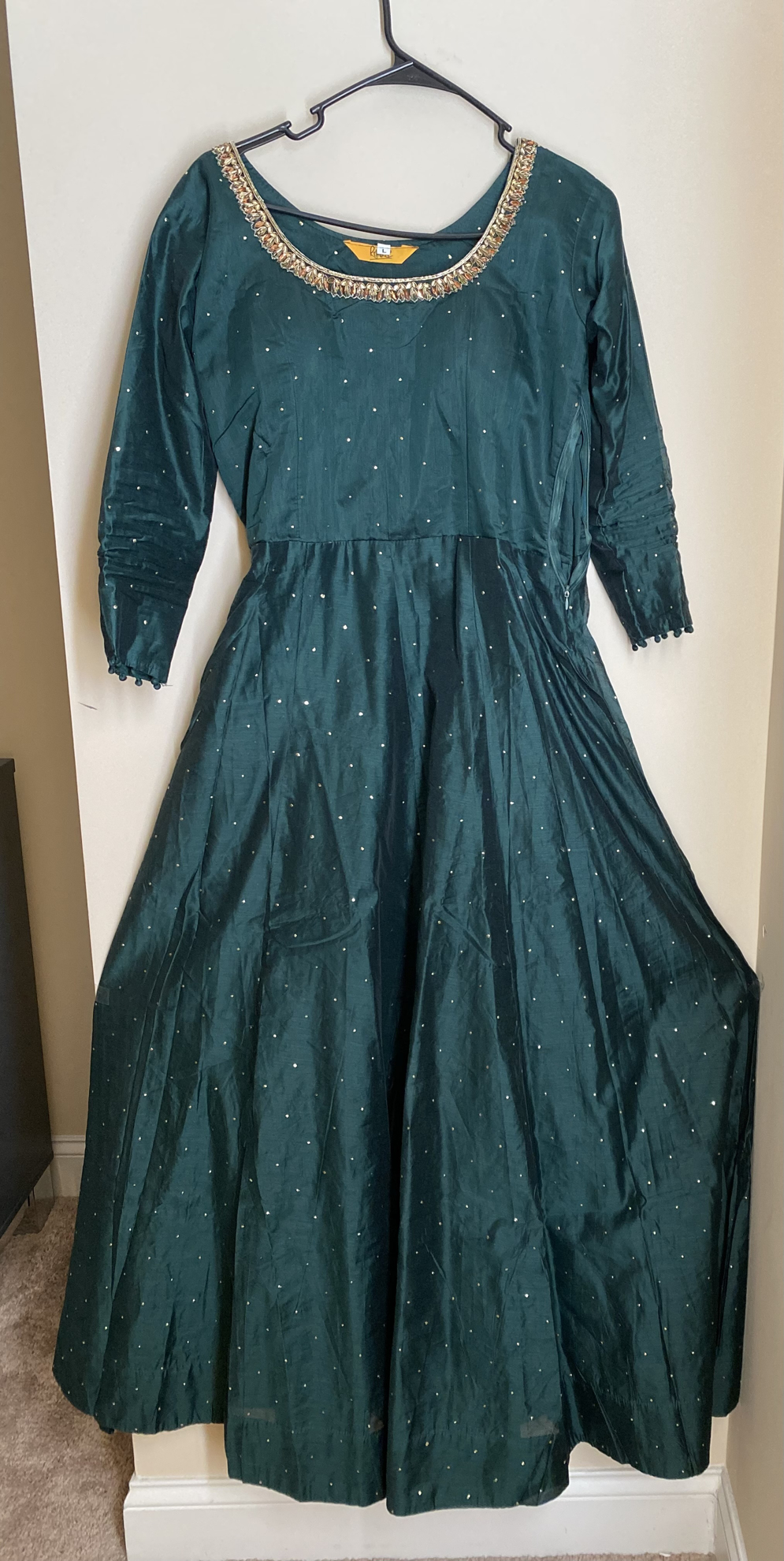 PunarviAuthentic|PreLoved|SustainableDark bottle green dress with ...