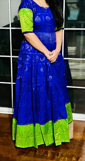 PunarviAuthentic|PreLoved|SustainableBlue and green long frock