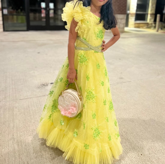 PunarviAuthentic|PreLoved|SustainablePL375-lemon yellow long gown with ...