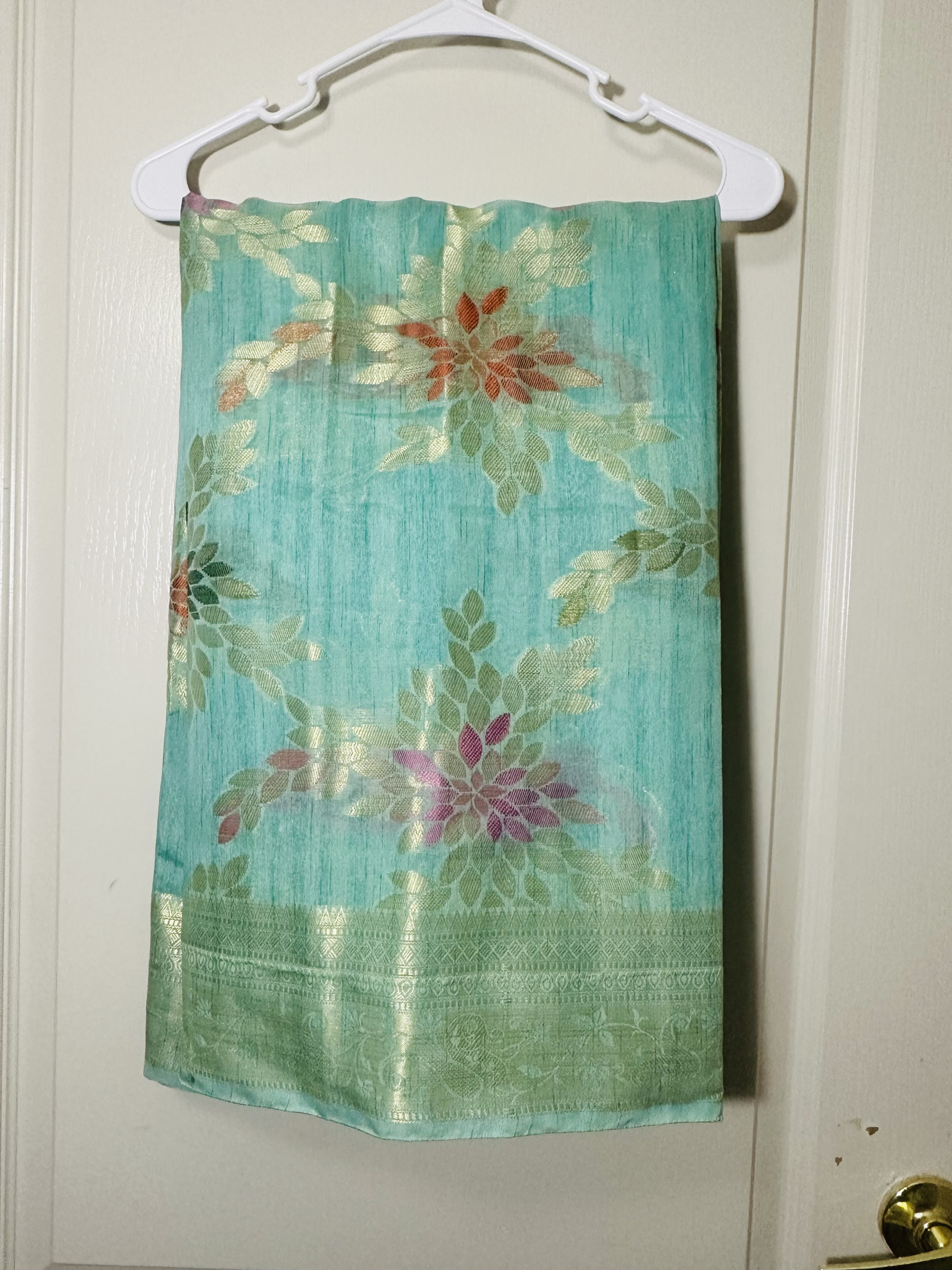 PunarviAuthentic|PreLoved|SustainableNew pastel pista silk saree