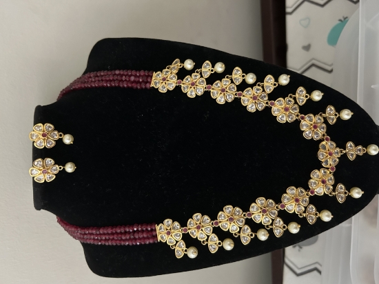 PunarviAuthentic|PreLoved|SustainableRuby beads long mala with uncut stones