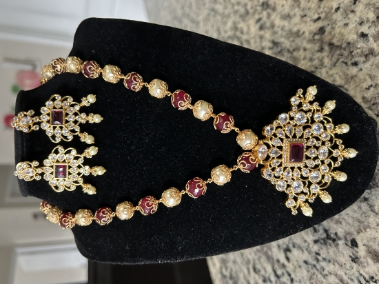 PunarviAuthentic|PreLoved|SustainableUncut necklace with ruby and beads mala