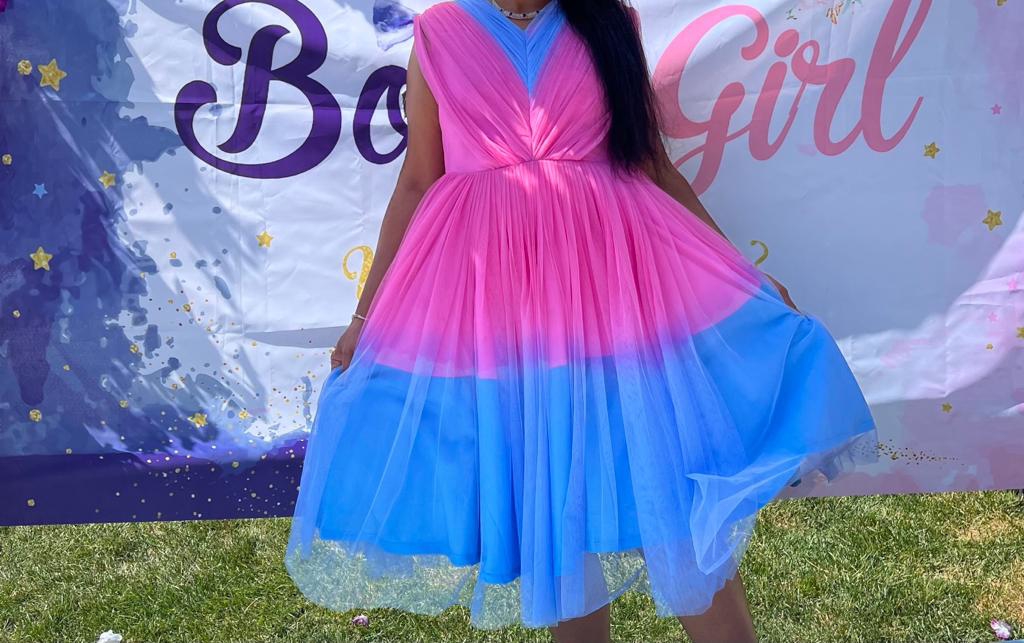 PunarviAuthentic|PreLoved|SustainableGender Reveal Frock