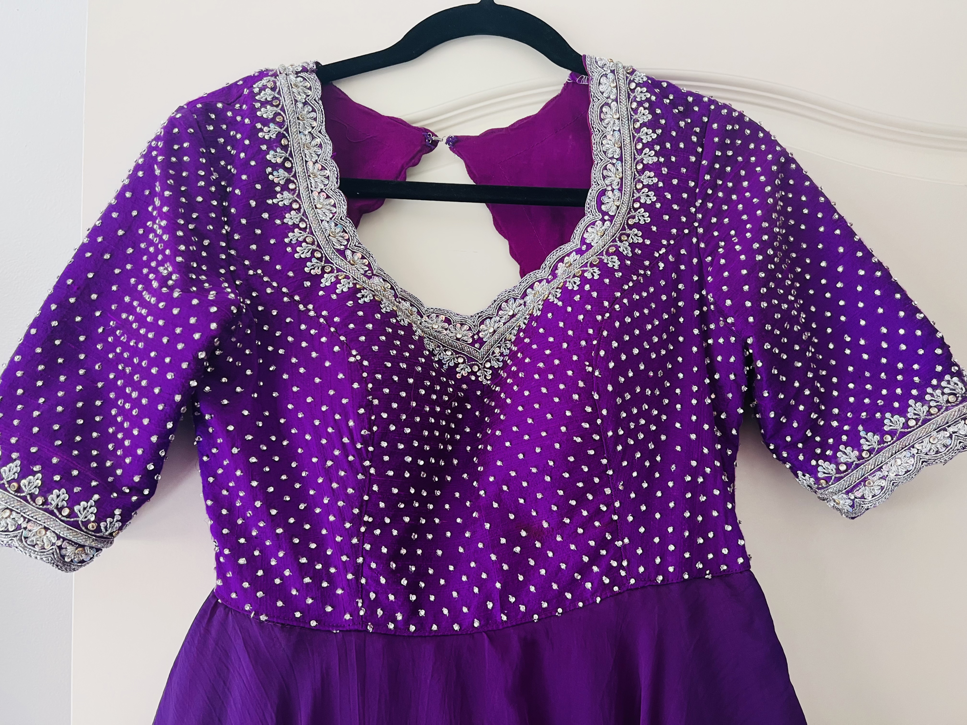 PunarviAuthentic|PreLoved|SustainableDesigner Purple Maggam work gown/dress