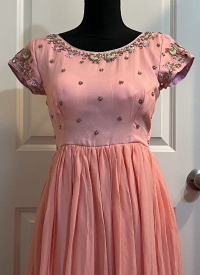PunarviAuthentic|PreLoved|SustainableNew Peach long frock with hand ...