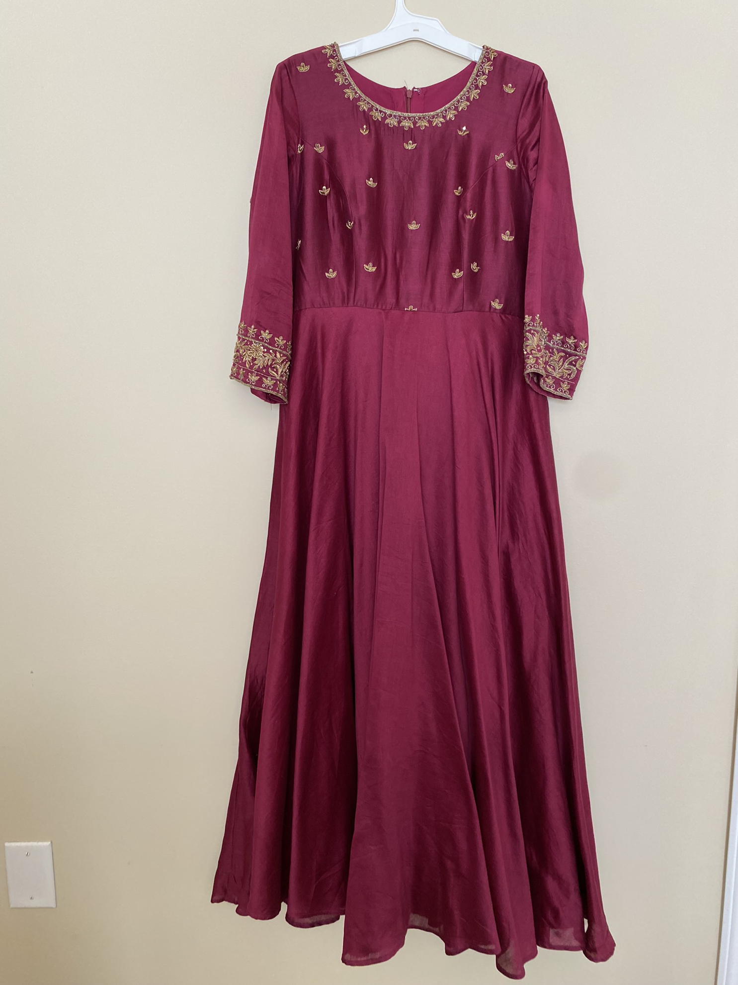 PunarviAuthentic|PreLoved|SustainableChanderi Silk maggam work long Frock