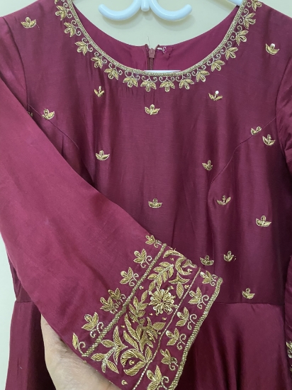 PunarviAuthentic|PreLoved|SustainableChanderi Silk maggam work long Frock