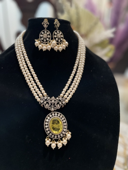 PunarviAuthentic|PreLoved|SustainableUnique yellow AD stone pearl Mala ...