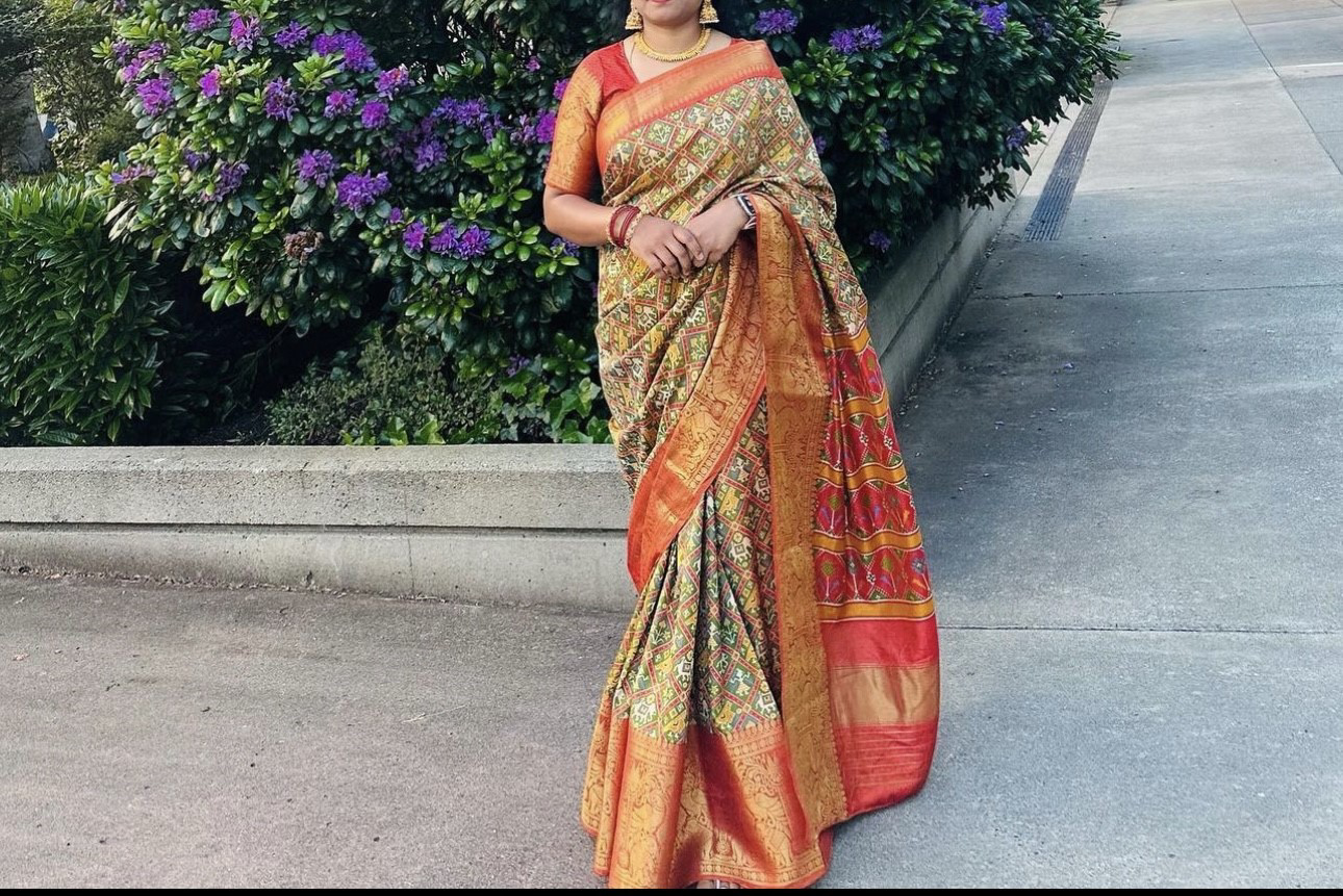 PunarviAuthentic|PreLoved|SustainableMehendi Green Rust color Saree