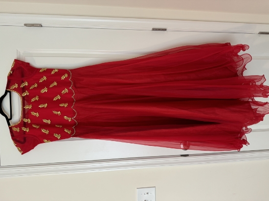 PunarviAuthentic|PreLoved|SustainableRed netted dress with work