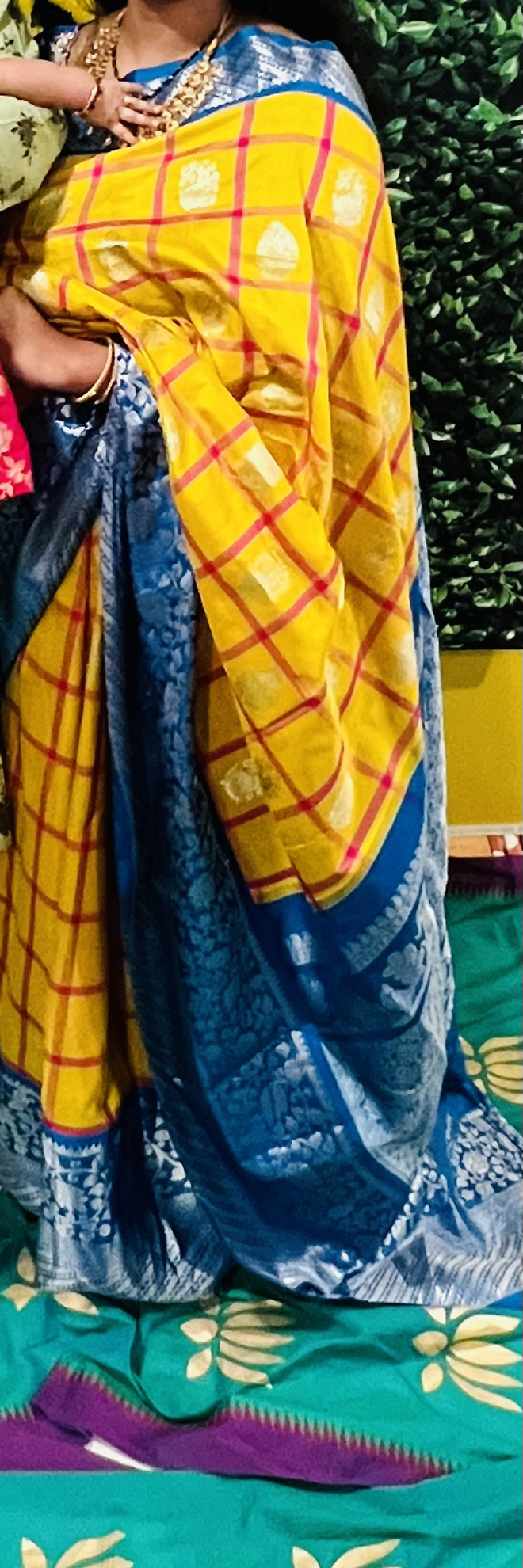 PunarviAuthentic|PreLoved|SustainableYellow and Blue pattu saree