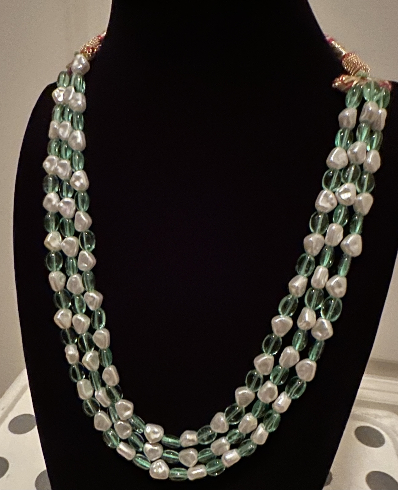 PunarviAuthentic|PreLoved|SustainableNatural emeralds and pearl Maala