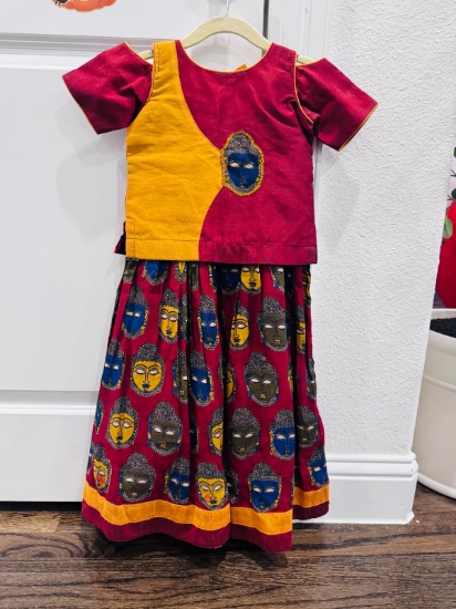 PunarviAuthentic|PreLoved|SustainablePL644 pattu and fancy langa combo 2-4y