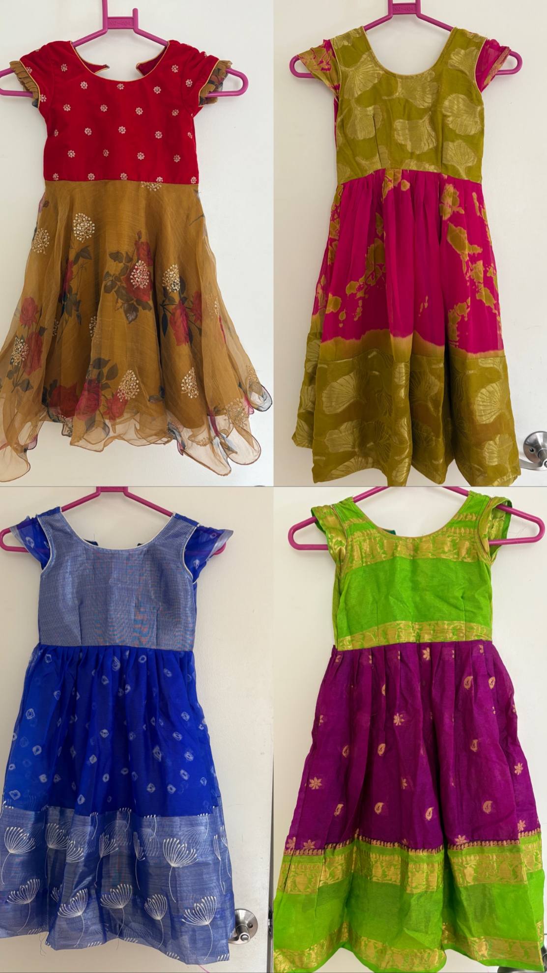 PunarviAuthentic|PreLoved|SustainableFour frocks combo for 3-5 years old