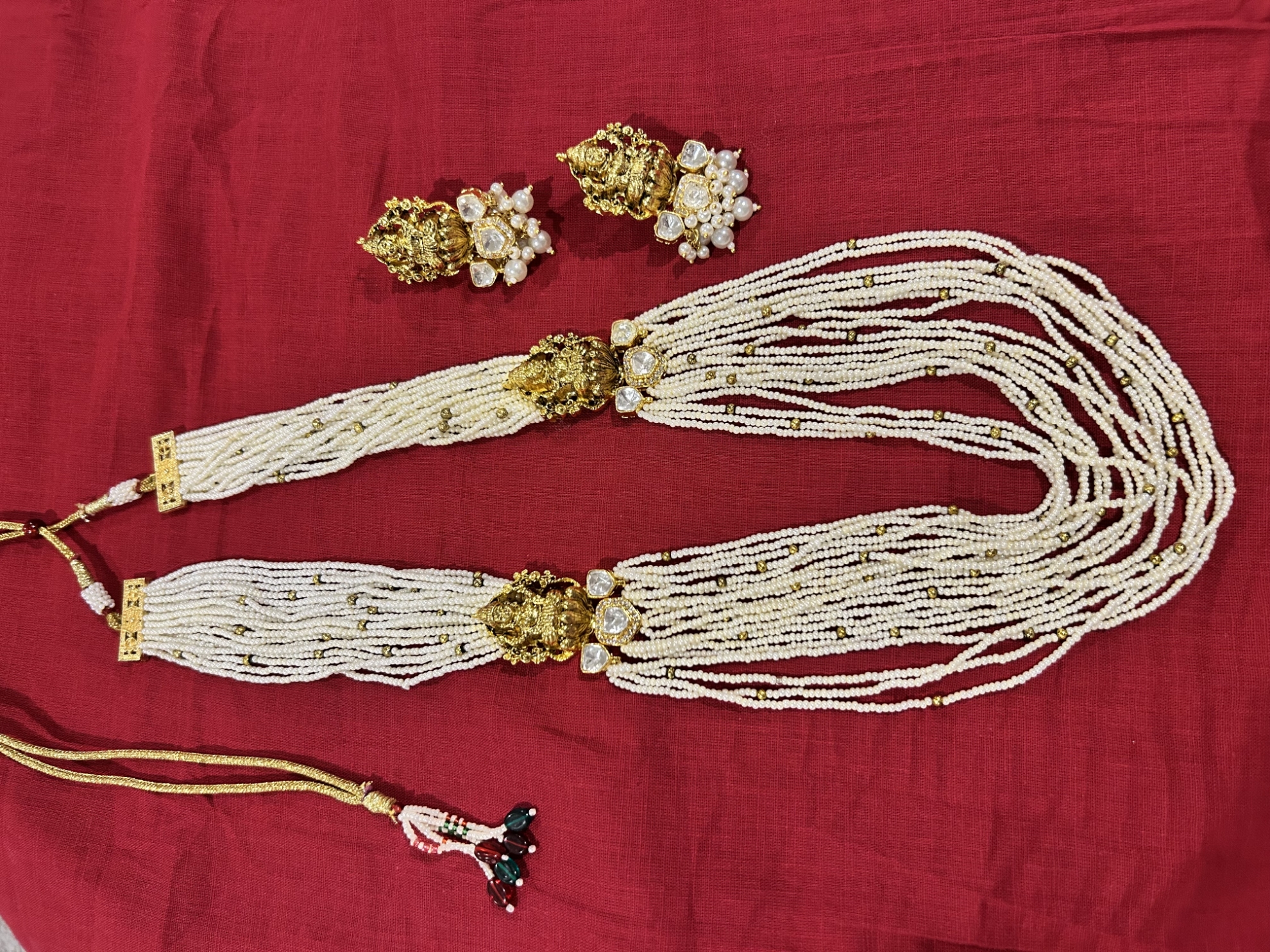 PunarviAuthentic|PreLoved|SustainableWhite beads haaram with Lakshmi ...
