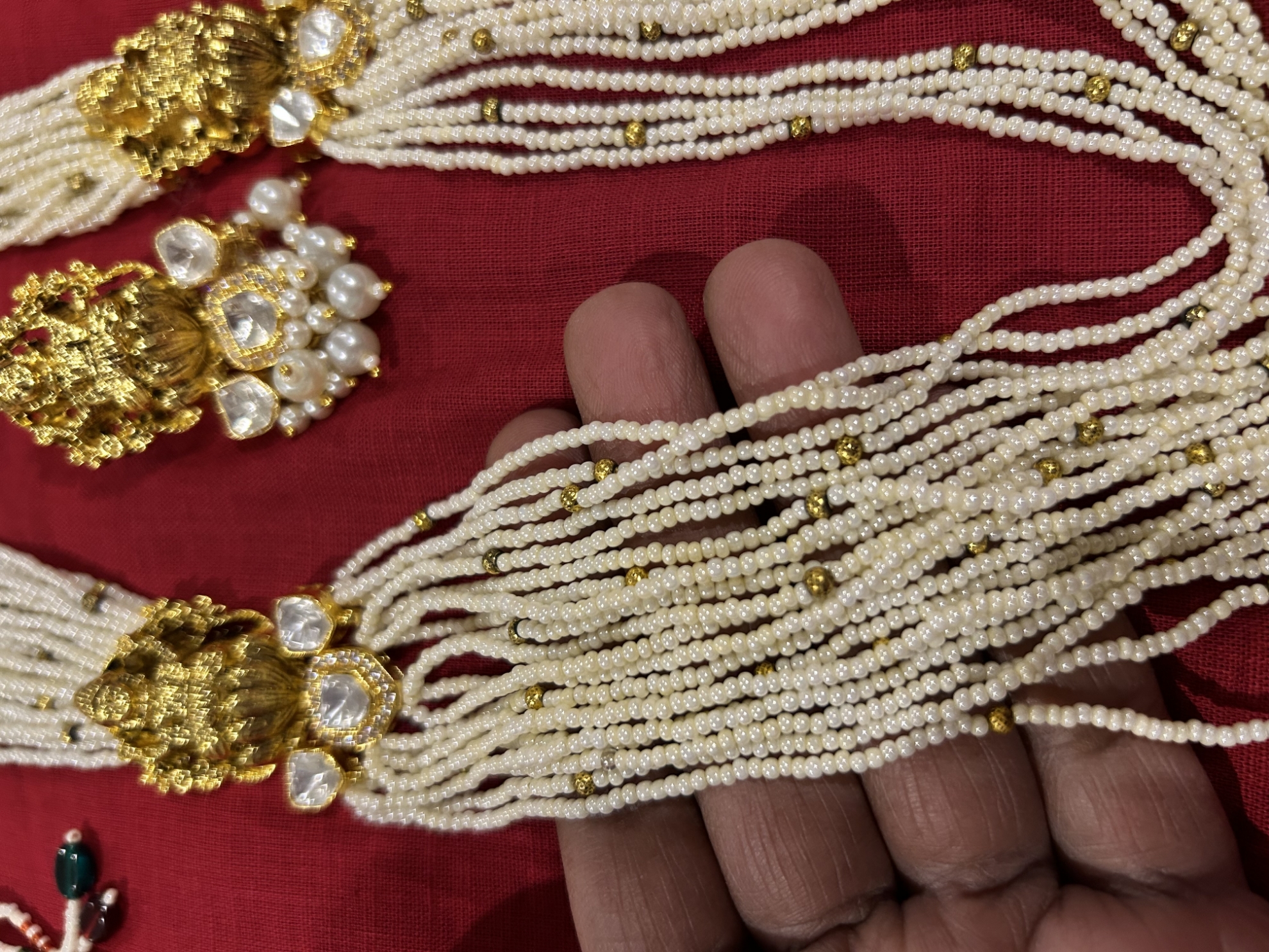 PunarviAuthentic|PreLoved|SustainableWhite beads haaram with Lakshmi ...